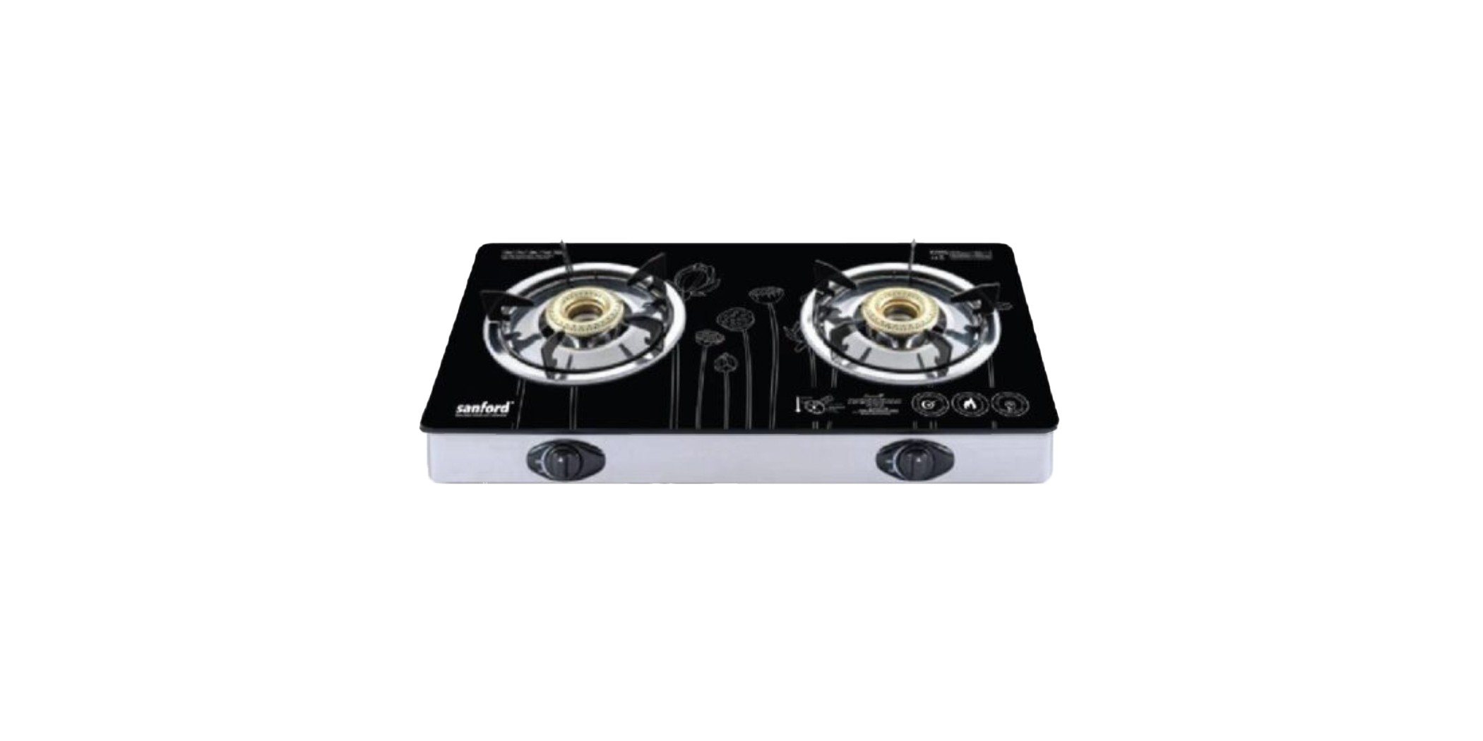 Sanford SAN616-SF5228GC-A Black & White 2YW Glass Double Burner Gas Stove